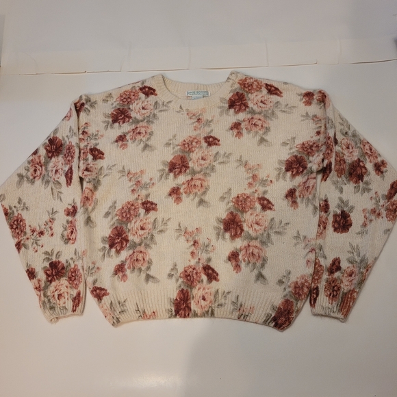 Sweaters | Vintage Floral White Rabbit Hair Sweater | Poshmark